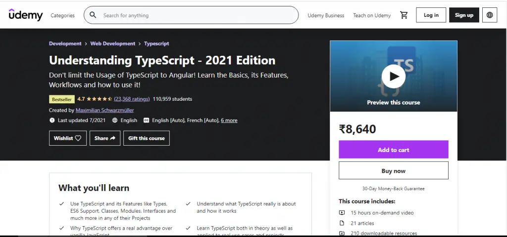 Best Typescript Courses Udemy